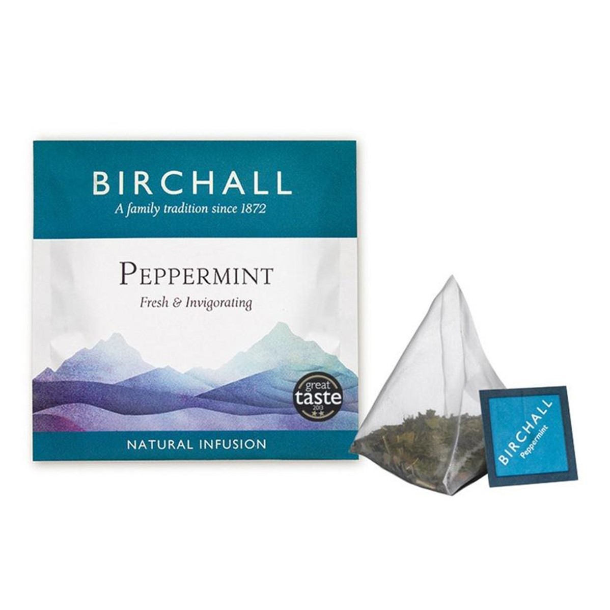Birchall Peppermint - 20 PRISM tea bags in envelopes - Go Jumbo