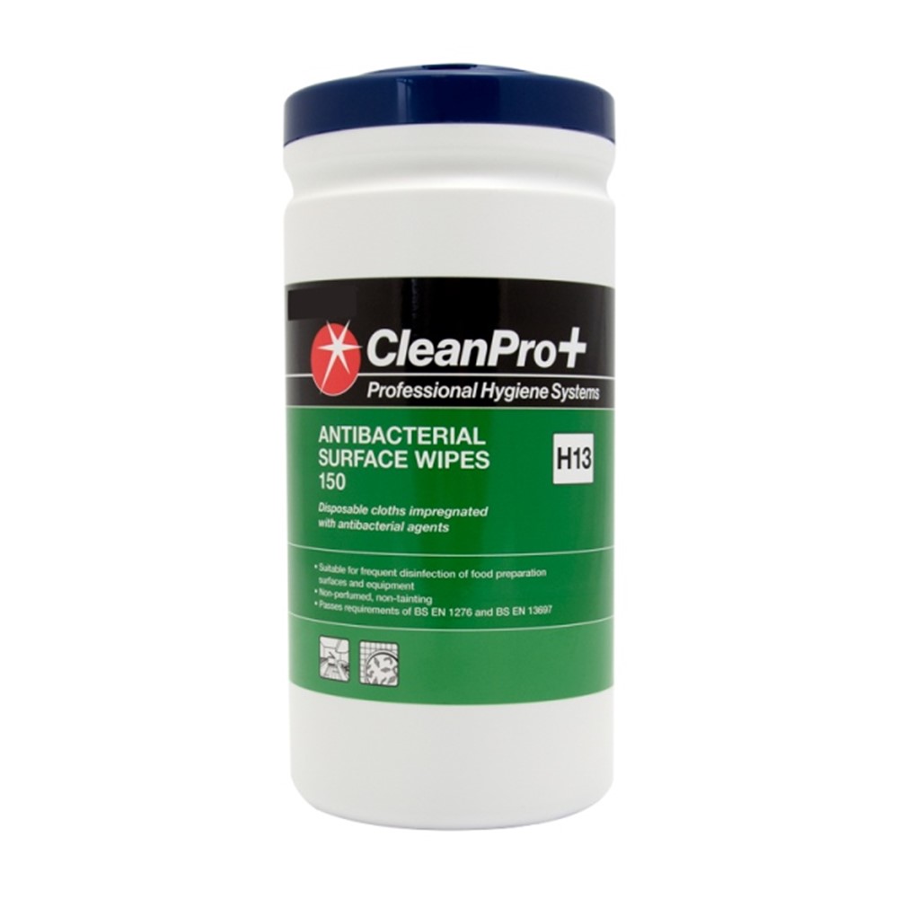 CleanPro+ Surface Wipes Anti-Bacterial - 150 wipes in tub - Go Jumbo