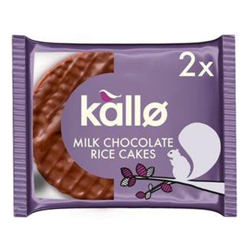Kallo Rice Cakes Milk Chocolate Topped - 30x33g wrapped twinpacks - Go ...
