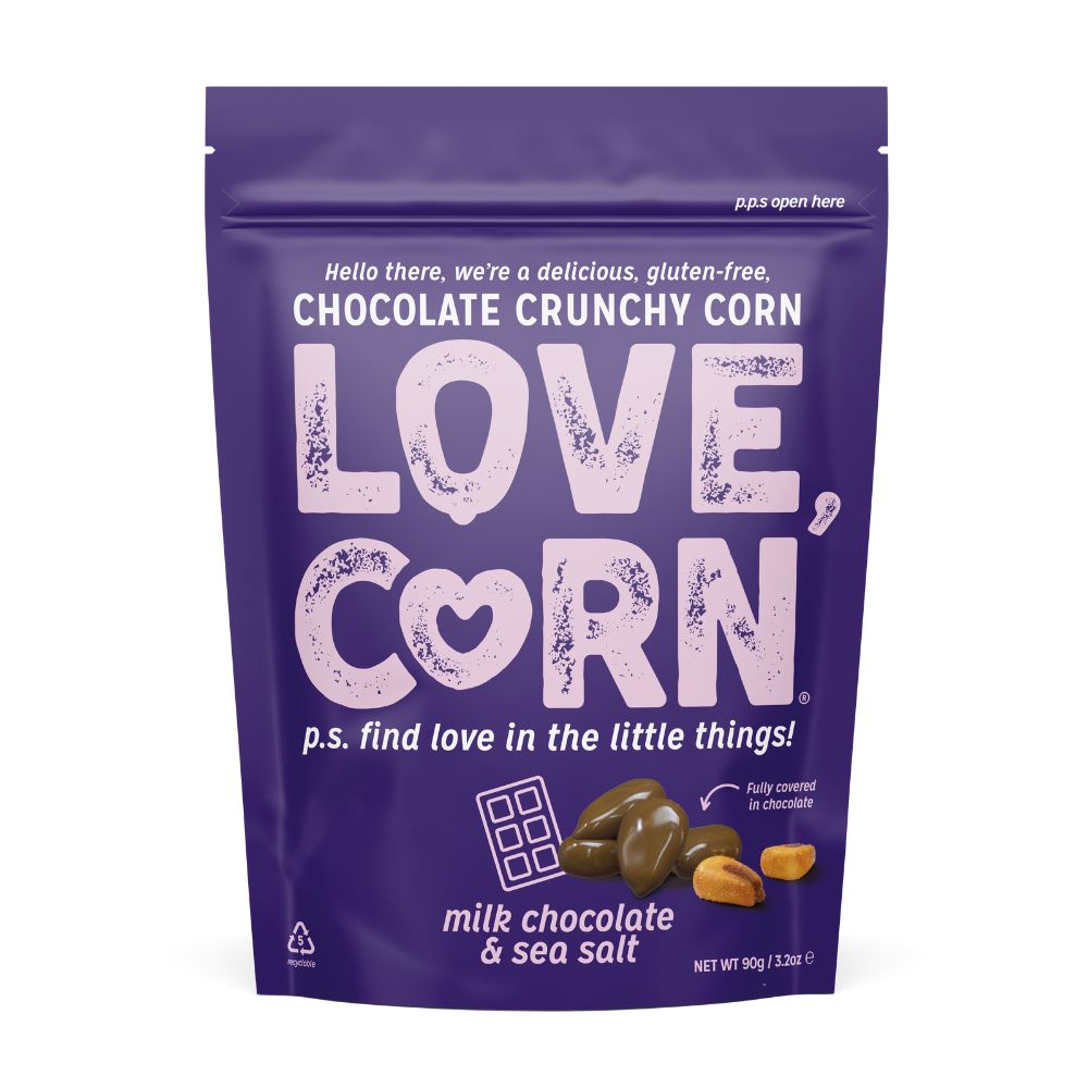 Love Corn Milk Chocolate Sea Salt Crunchy Corn - 10x35g packets - Go Jumbo