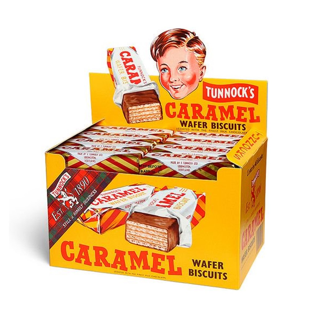 Tunnock's Caramel Wafers - 48x30g wrapped biscuits - Go Jumbo