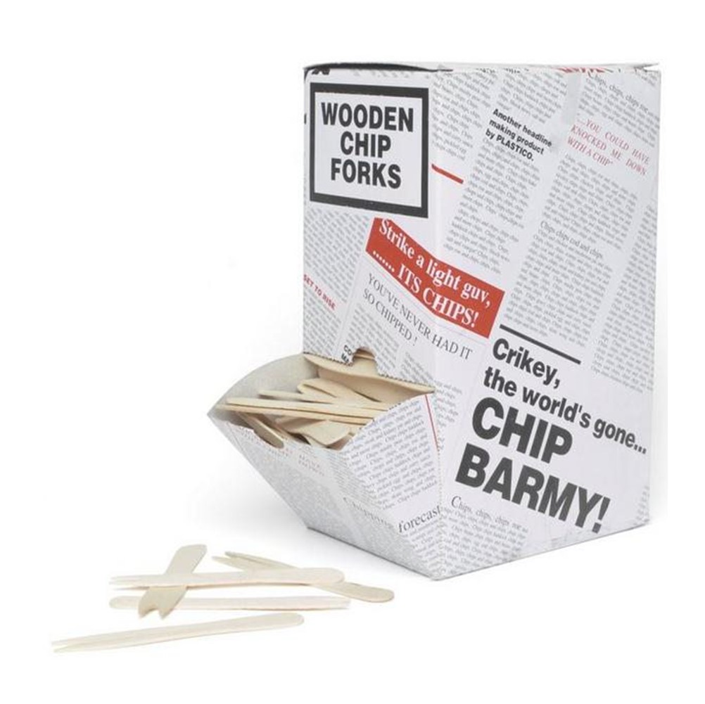 eGreen Chip Forks Wooden - 1000 forks in dispenser - Go Jumbo